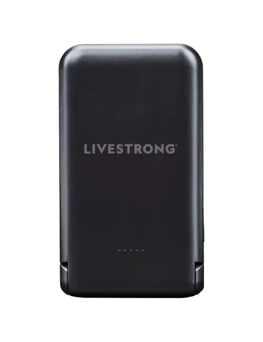 Black Glow Bank 10,000 mAh MagSafe With Folding Stand w/LIVESTRONG Logo