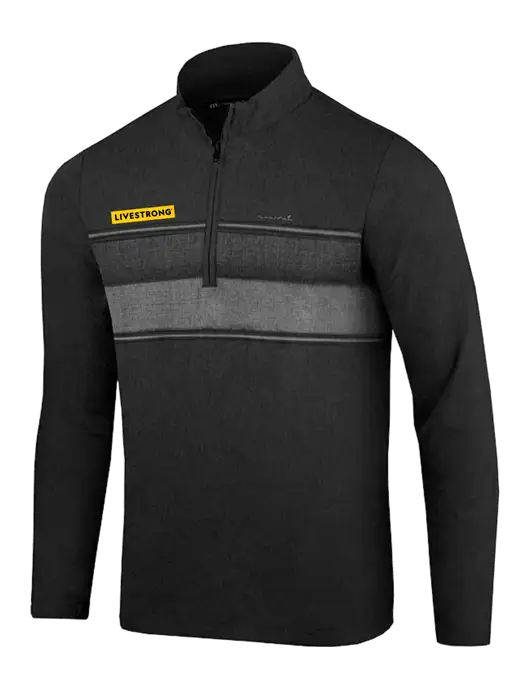 TravisMathew Black Balboa Chest Stripe Quarter Zip w/LIVESTRONG Logo