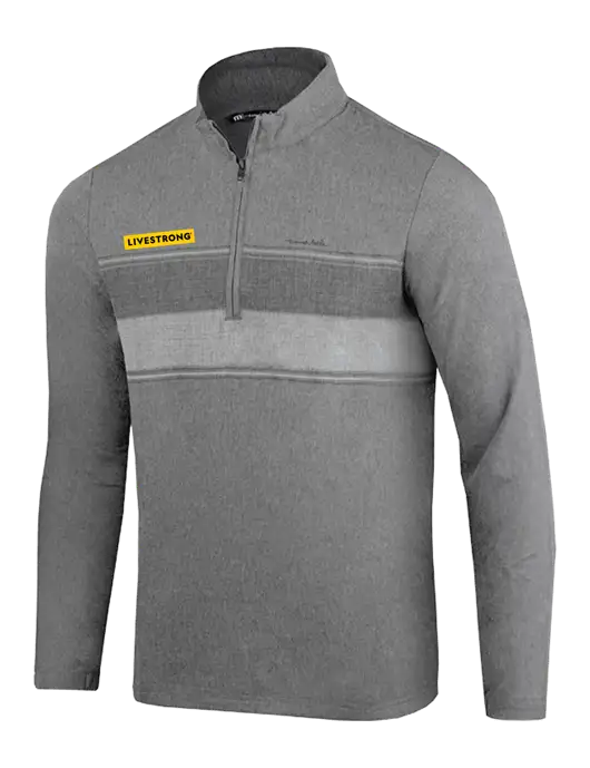 TravisMathew Balboa Chest Stripe Dark Grey Heather Quarter Zip w ...