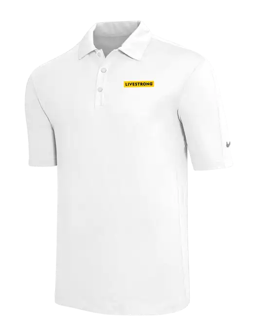 Nike White Tech Sport Dri-FIT Polo w/LIVESTRONG Logo