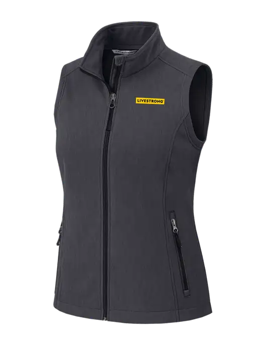 Charcoal Heather Womens Core Soft Shell Vest w/LIVESTRONG Logo
