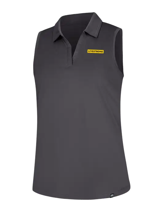 TravisMathew Womens Dark Medium Grey Coto Performance Sleeveless Polo w ...