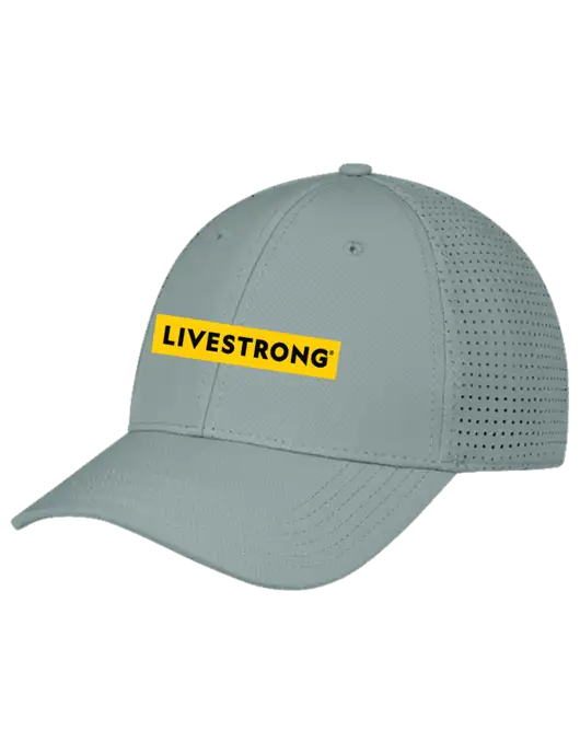 Grey Performance Stretchable Cap Hook & Loop w/LIVESTRONG Logo