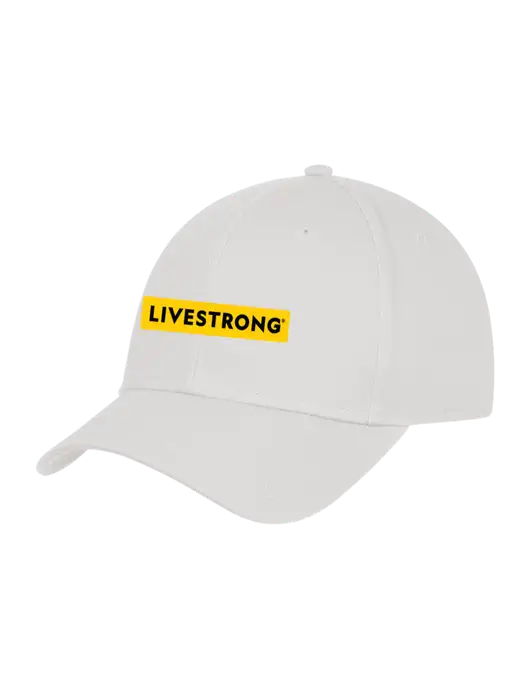 White Structured Cap Hook & Loop w/LIVESTRONG Logo