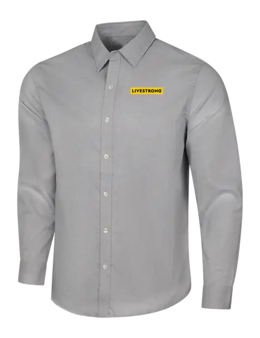 Light Grey/White Pincheck Easy Care Shirt w/LIVESTRONG Logo