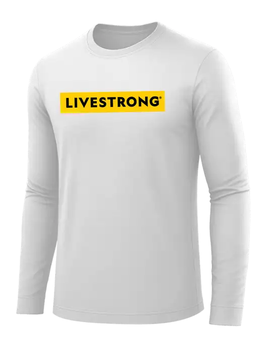 Long Sleeve White PosiCharge Competitor Tee w/LIVESTRONG Logo