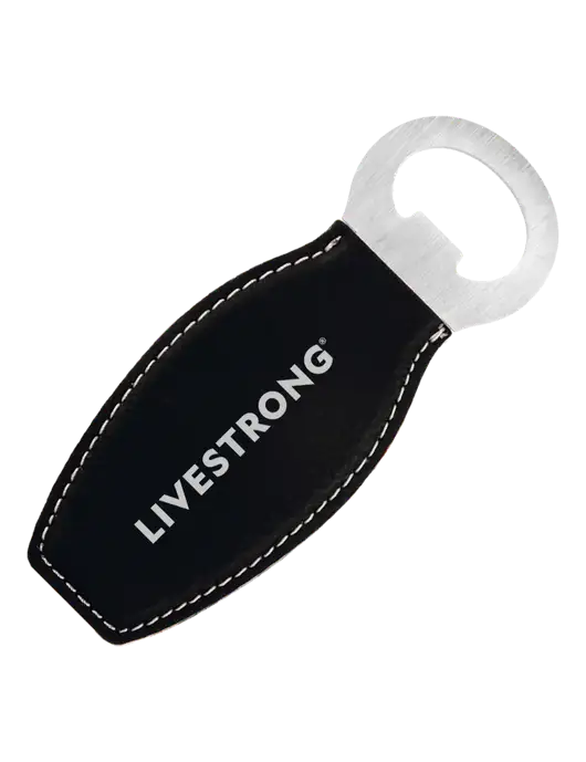 Black Leatherette Bottle Opener with Magnet w/LIVESTRONG Logo
